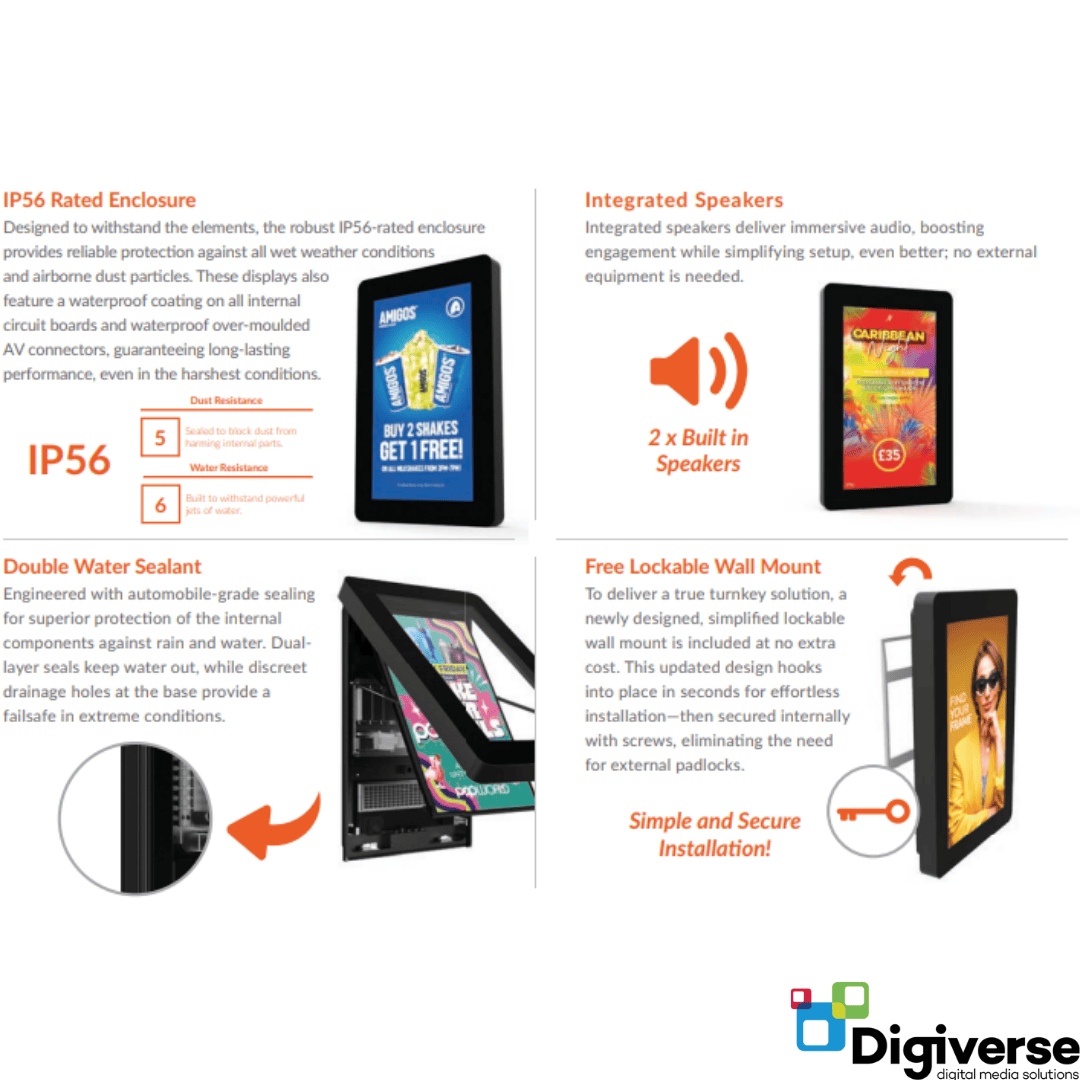 **NEW** 55" Portrait 4K Elite Outdoor Advertising Displays - Digiverse